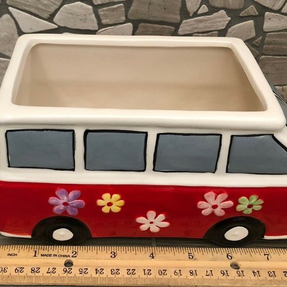 Other | Copy Ceramic Vw Bus Planter Red With Flowers | Poshmark